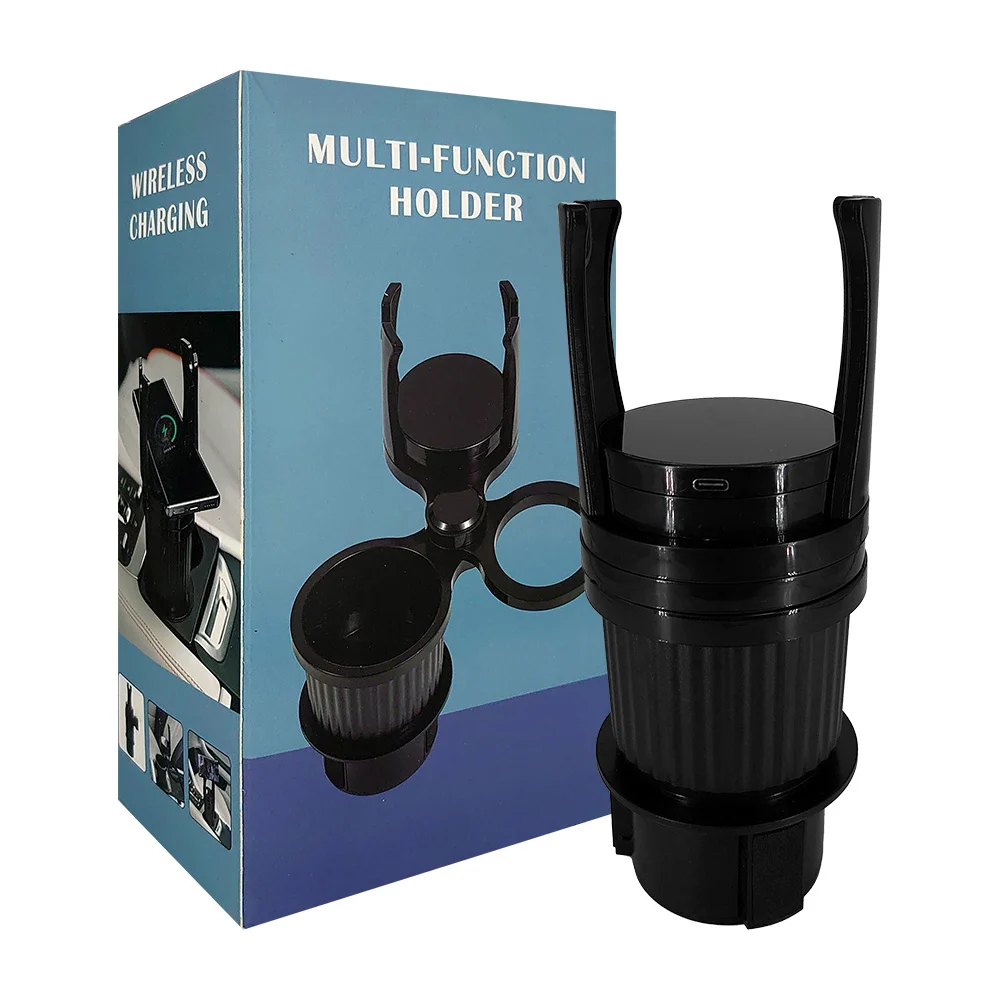 Soporte multifuncional / portavasos con 3 compartimientos y cargador ...
