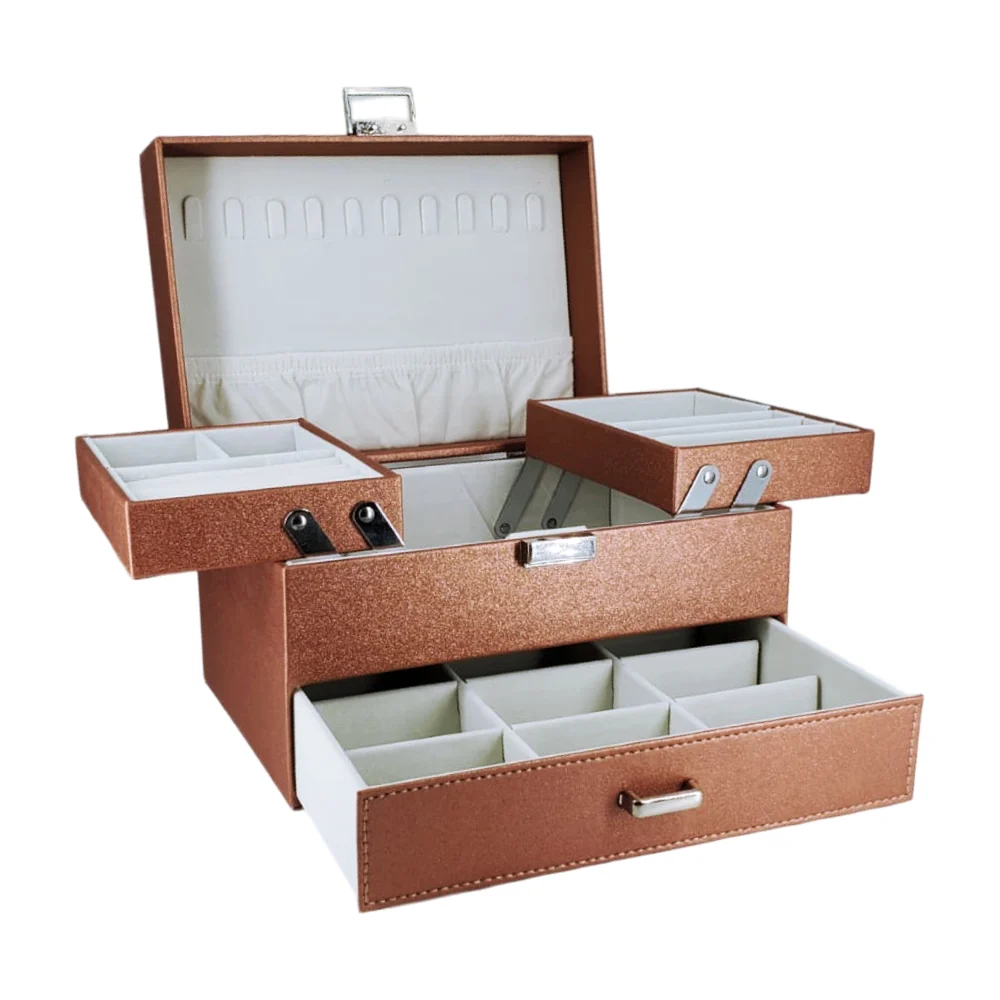 Organizador joyero / alhajero con forma rectangular de 2 niveles de ...