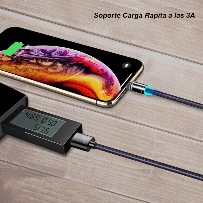 Cable de carga y datos magnético, mallado, entrada v8 y salida a usb ...