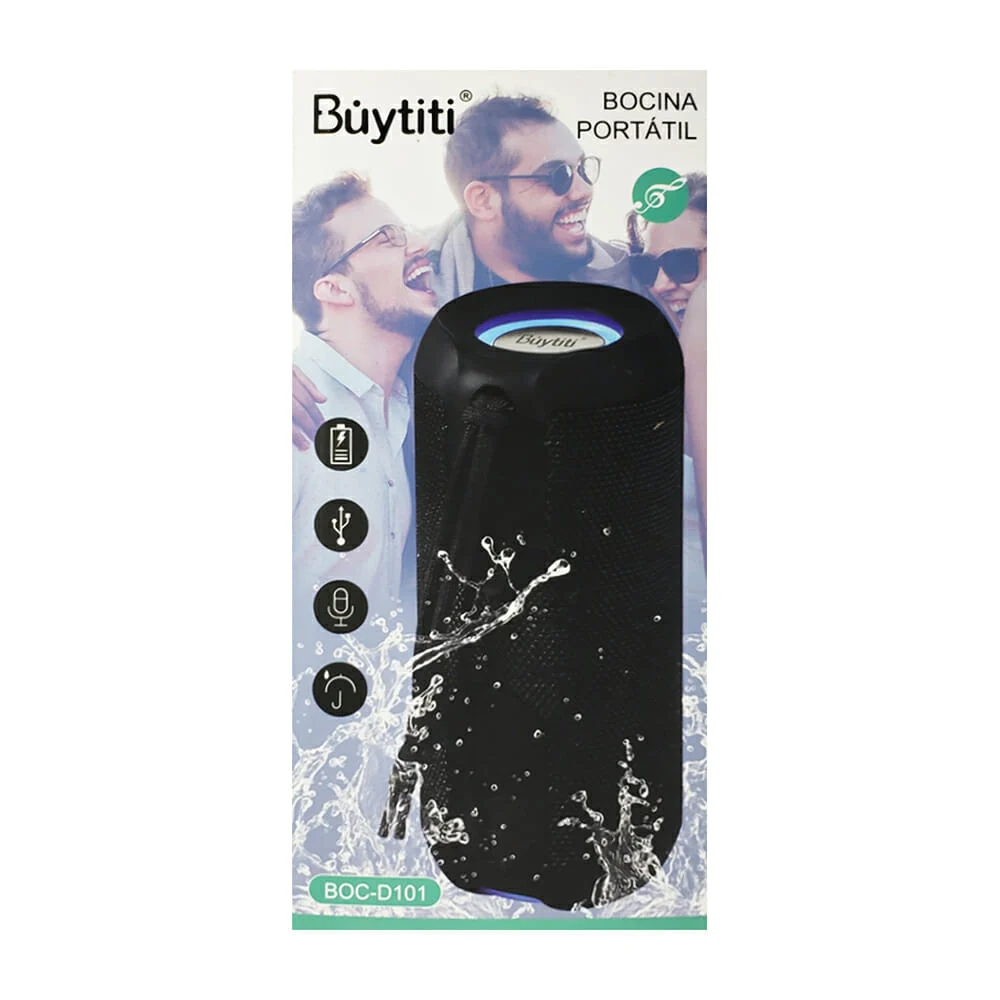 Bocina inalámbrica cilíndrica buytiti, con asa agarradera, textura ...