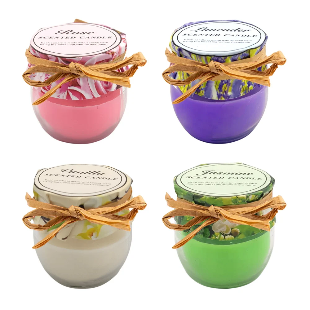 Vela aromática en frasco pequeño 5.5cm, decoración de listón, variedad ...