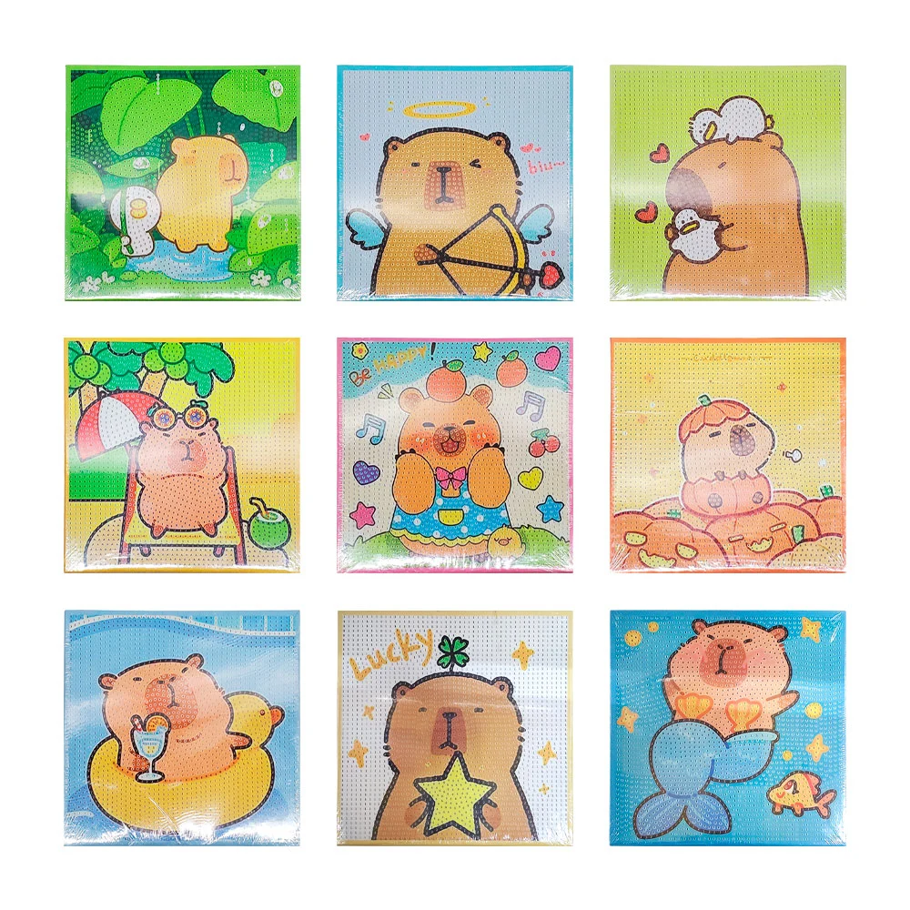 Dibujo lienzo interactivo diamond painting diseño de capibara 20x20cm ...